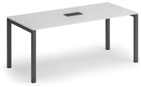 Stůl SQUARE 1800 x 800 x 750, bílá + stolní zásuvka TYP IV, černá