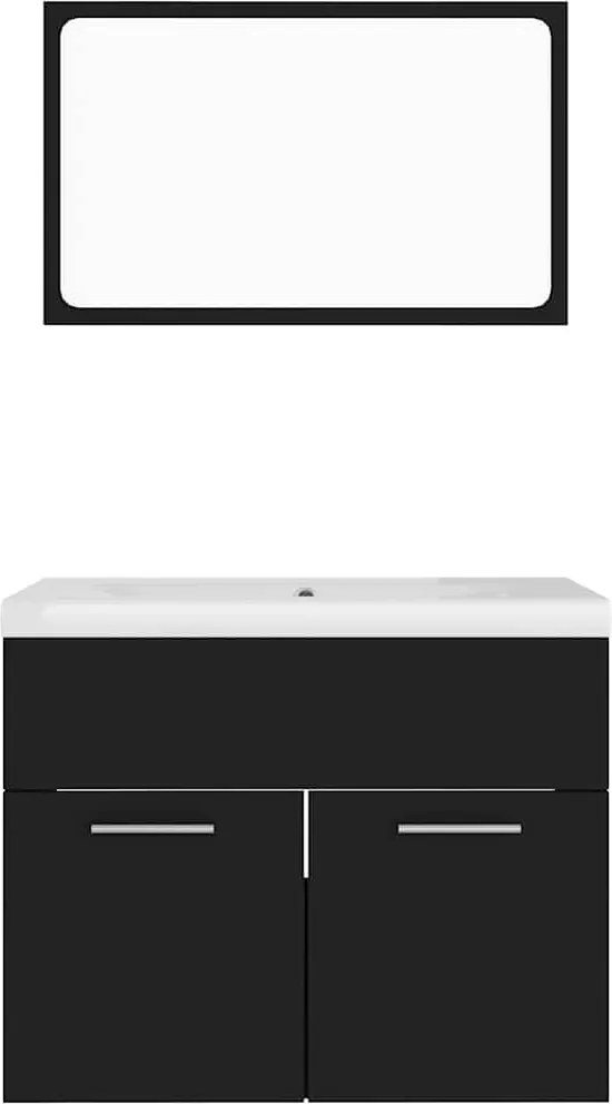 Set koupelnového nábytku černý dřevotříska 3070866