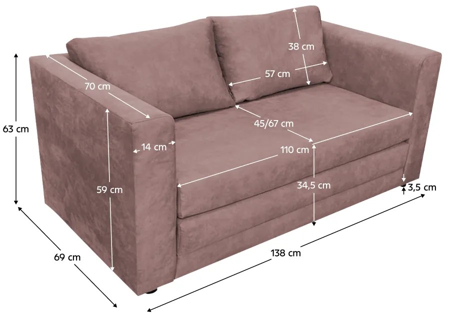 Kondela Rozkládací pohovka, růžová, BEJA
