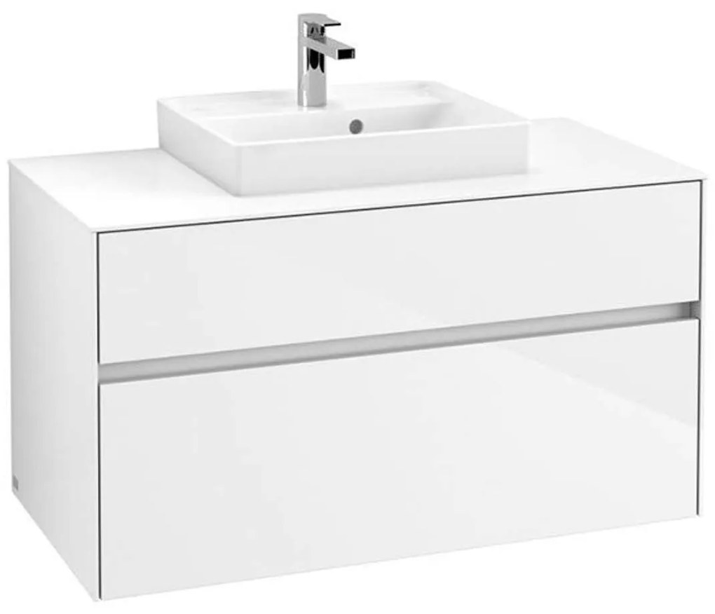 Villeroy & Boch Collaro - Umyvadlová skříňka, 100x55x50 cm, 2 zásuvky, Glossy White C01600DH