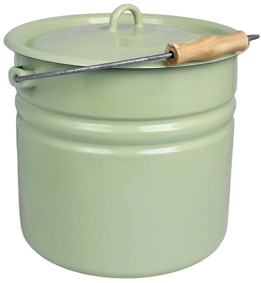Zelený smaltovaný kbelík s víkem Emil´s Enamel Green - Ø 28*27 cm / 12L