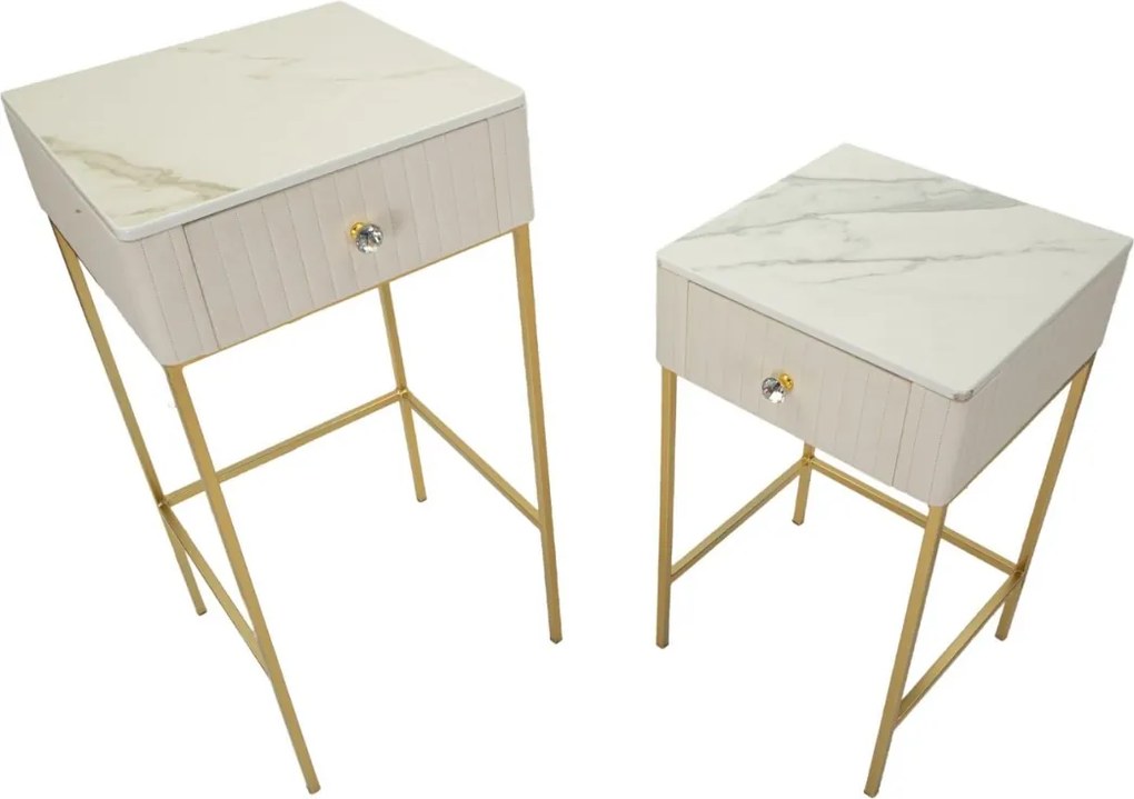 Sada odkládacích stolků Waverly 45 cm krémová