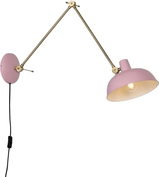Nástěnné svítidlo s ramenem a vypínačem Milton Pink