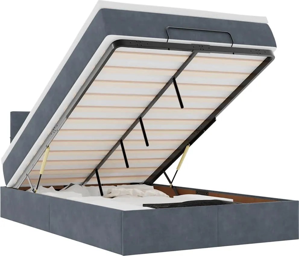 Osmanský rám postele s matrací tmavě šedá 120x200cm samet 3311766