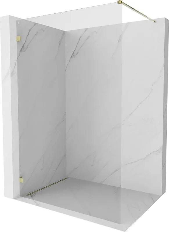 Mexen Lunar sprchová stěna levá 80 x 200 cm, 8mm čiré sklo, zlatá lesklá, 830-080-000-50-00-L