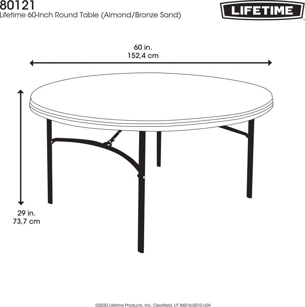 LANIT PLAST, s.r.o. kulatý skládací stůl 152 cm LIFETIME 80121 LG1187