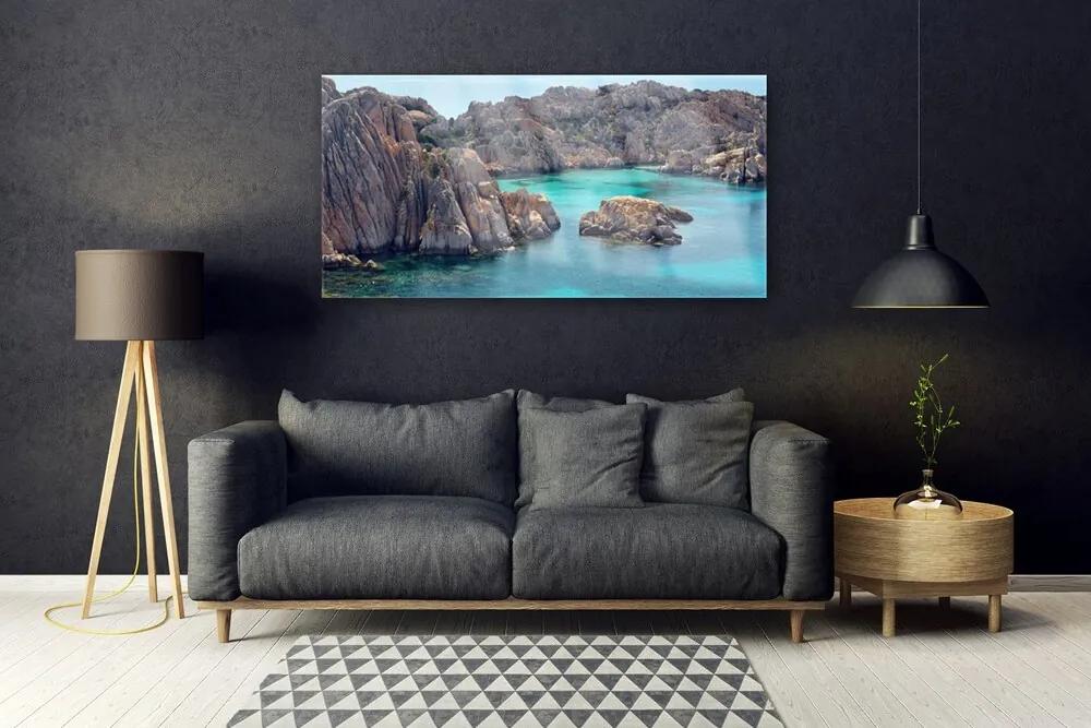 akrylový obraz Záliv Skály Moře Krajina 120x60 cm