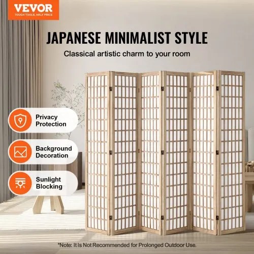 Oddělovač pokojů Japonský stěnový oddělovač 6 panelů pro oddělení místností