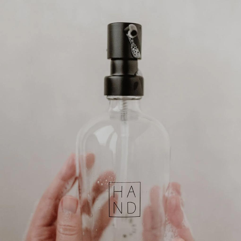Eulenschnitt Skleněný dávkovač mýdla Hand Transparent 500 ml, černá barva, čirá barva, sklo, kov