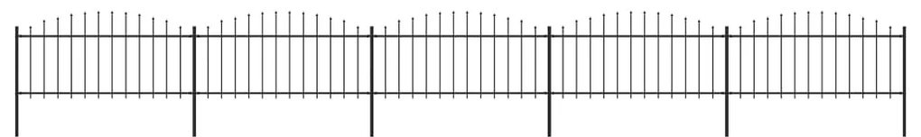 Zahradní plot s kopím nahoře ocelový 892,5 x 75 cm černý