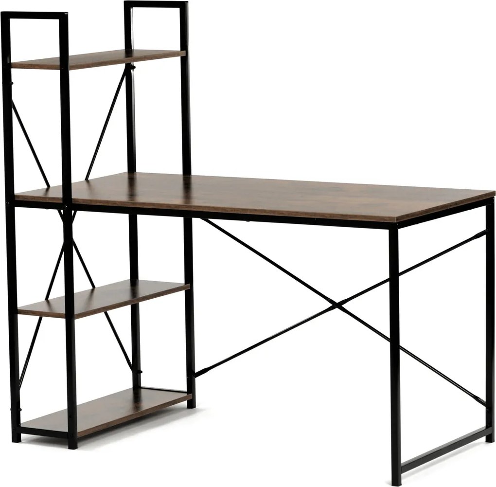 Pracovní stůl AMBIENTE - old wood dekor / černé kovové nohy