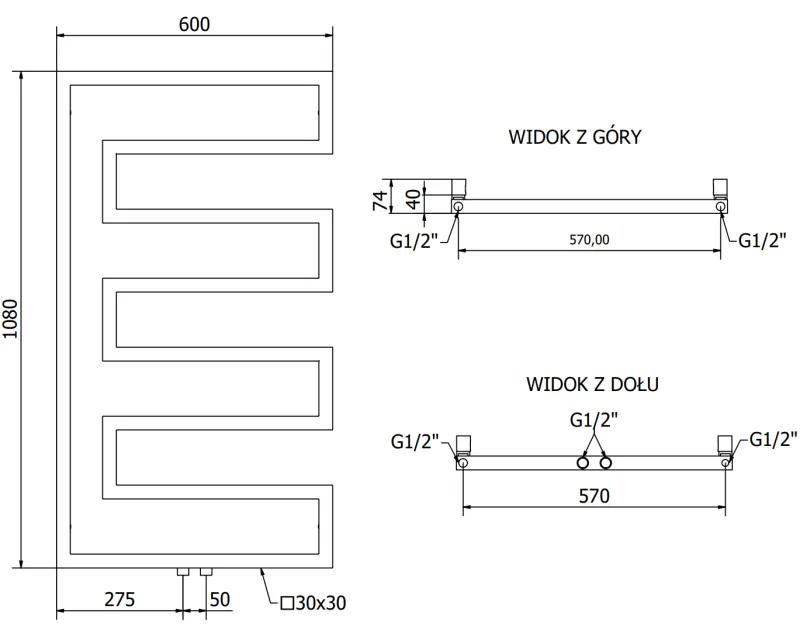 Mexen Floryda designový radiátor 1080 x 600 mm, 358 W, Černá - W206-1080-600-00-70