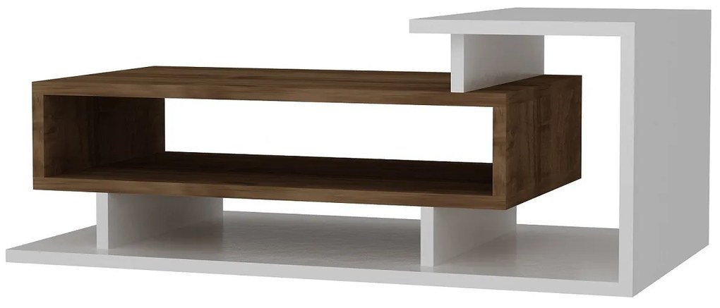 Designový konferenční stolek Habiba 90 cm bílý / ořech