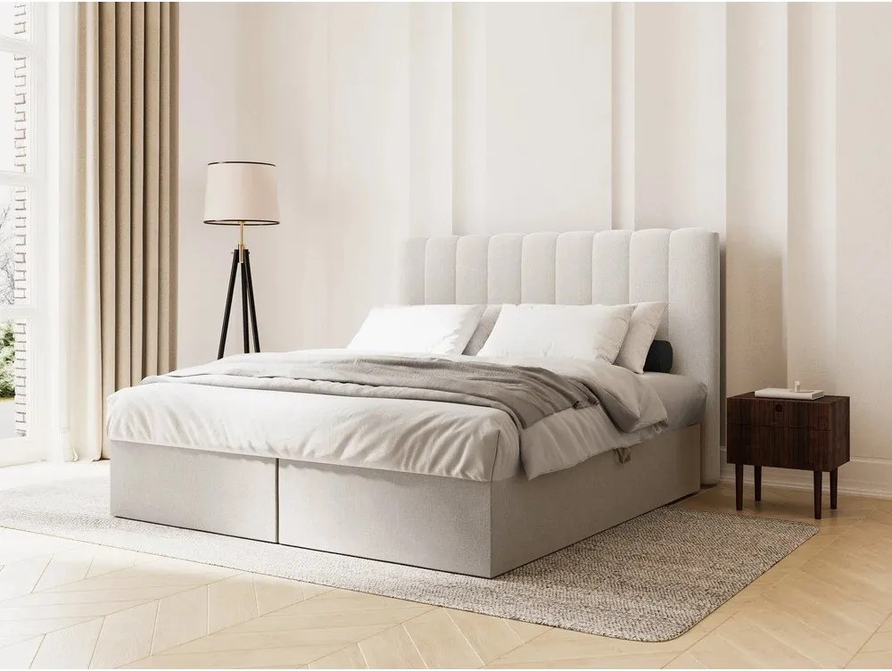 Světle modrá boxspring postel s úložným prostorem 160x200 cm Gina – Milo Casa