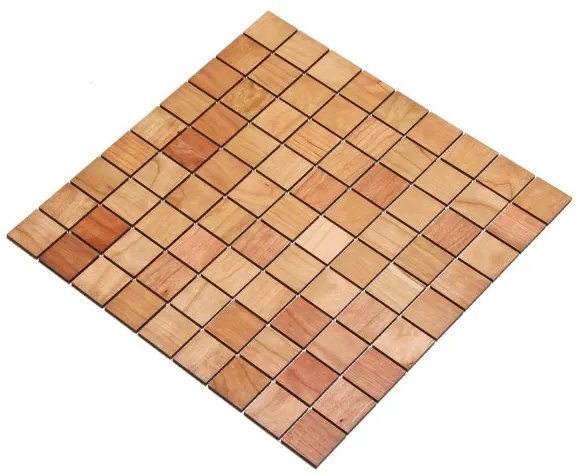 Třešeň mozaika- dřevěný obklad  30 x 30 mm