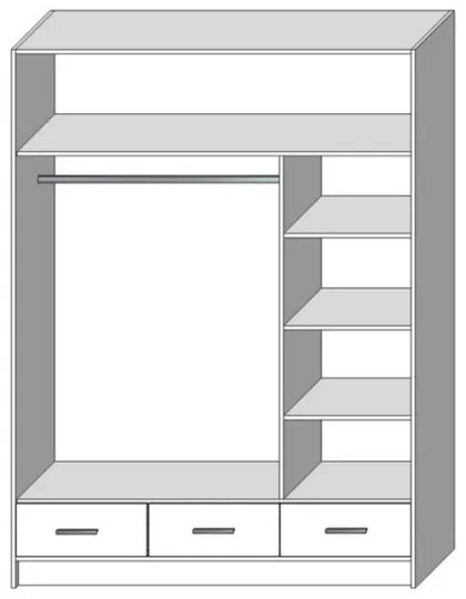 Šatní skříň se zrcadlem SANNA 150x215 cm dub craft