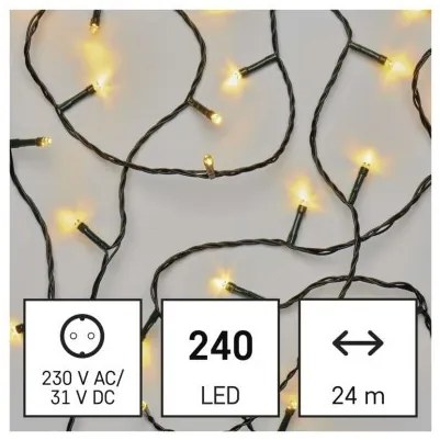 LED vánoční řetěz Steny s programy 24 m teplá bílá