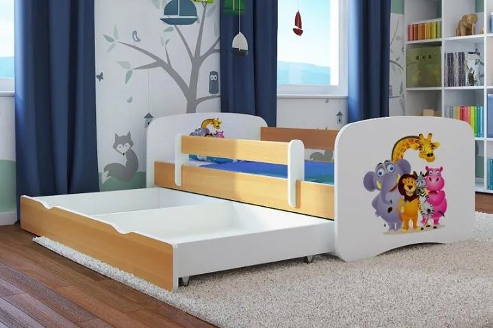 Forclaire Dětská postel se zábranou Ourbaby - ZOO III postel 140 x 70 cm