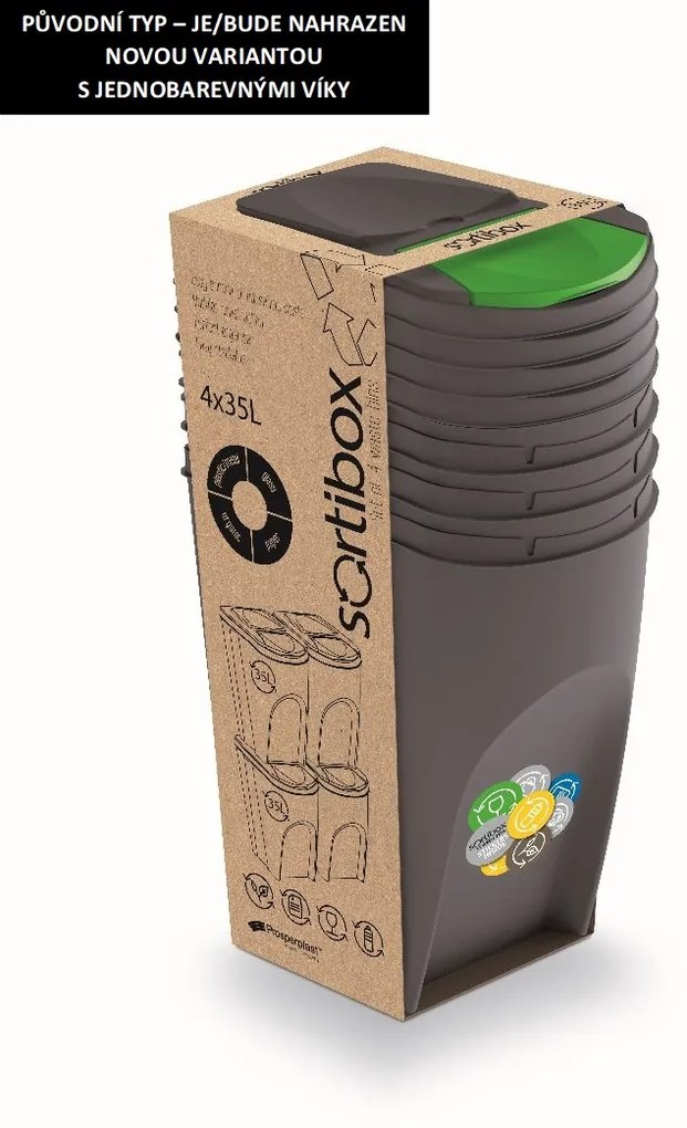 PRO Sada 4 odpadkových košů SORTIBOX IV antracit, objem 4x35L