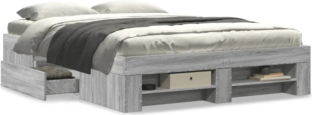 Rám postele šedý sonoma 140 x 190 cm kompozitní dřevo 3295504