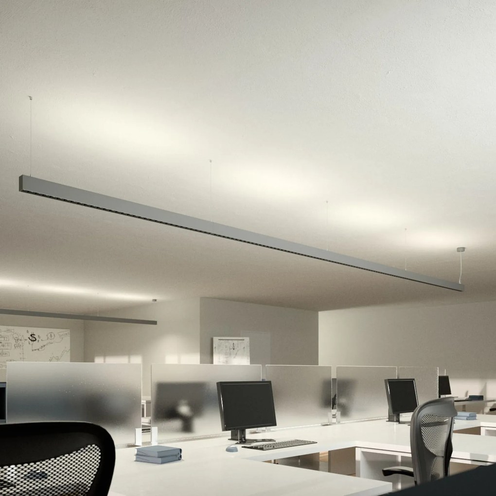 LED kancelářská závěsná lampa Laris, stříbrná