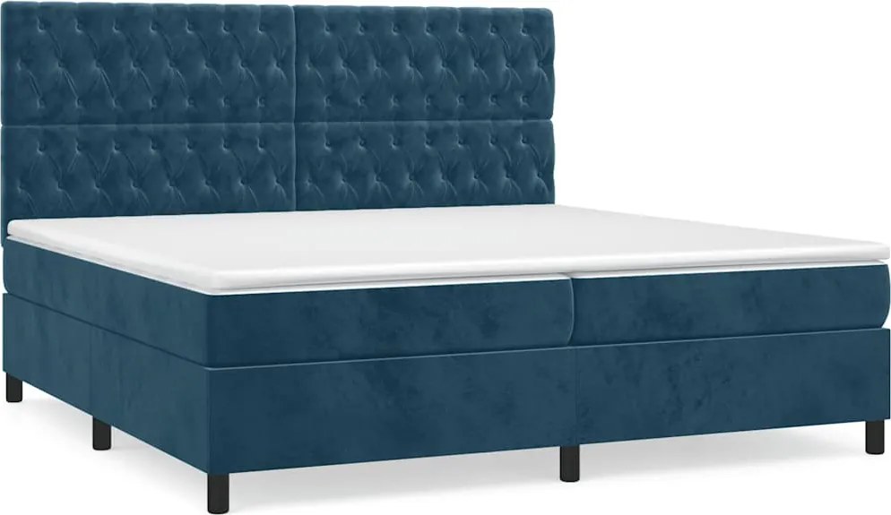 Box spring postel s matrací tmavě modrá 200x200 cm samet 3143227