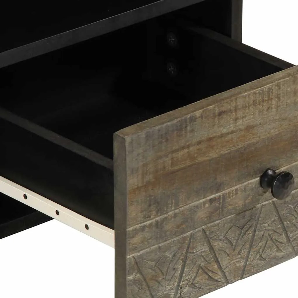 Tv Skříňka Černá 100 X 33 X 46 Cm Masivní Mangovníkové Dřevo