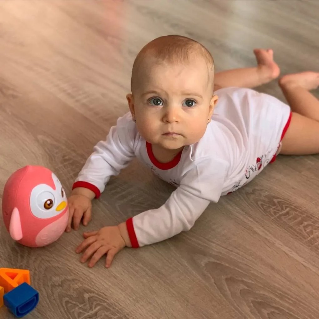 Kývací hračka Baby Mix tučňák růžový