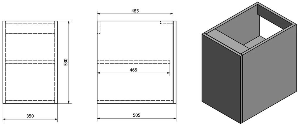 Sapho TREOS skříňka spodní dvířková 35x53x50,5cm, pravá/levá, černá mat - TS035-3535