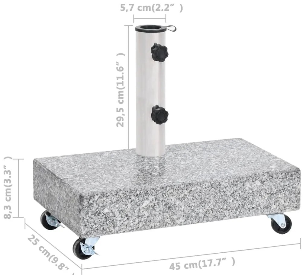 vidaXL Marketos Stojan na slunečník světle šedý 45 x 25 x 8,3 cm žula