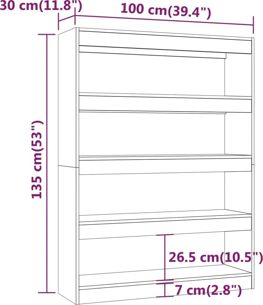 vidaXL Knihovna / dělicí stěna 100 x 30 x 135 cm [811754] Barva: Betonová šedá