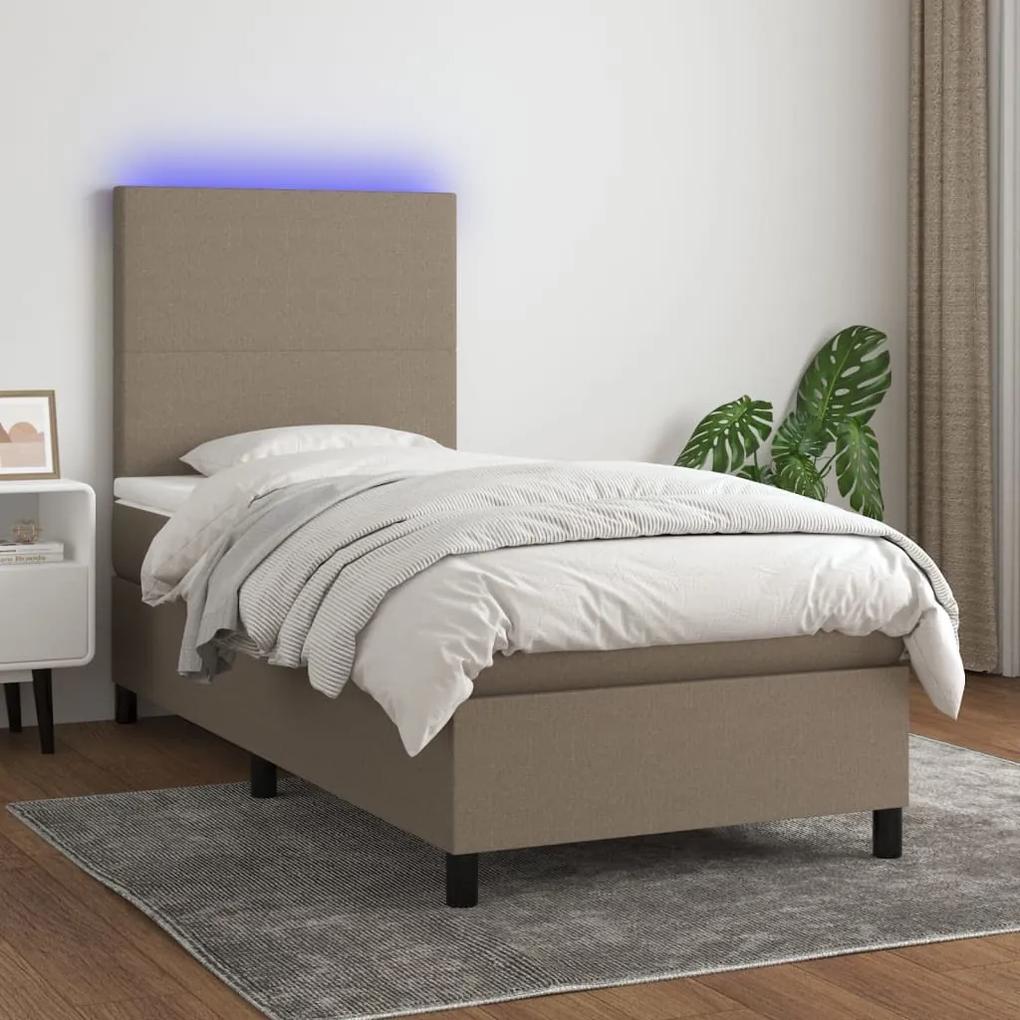 vidaXL Box spring postel s matrací a LED 80 x 200 cm textil [3134670] Barva: světle šedá