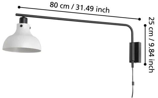 Eglo 43843 - Nástěnné svítidlo MATLOCK 1xE27/40W/230V