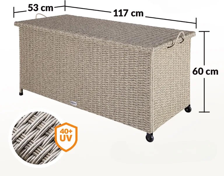 Deuba Úložný box s kolečky 370 L - krémový