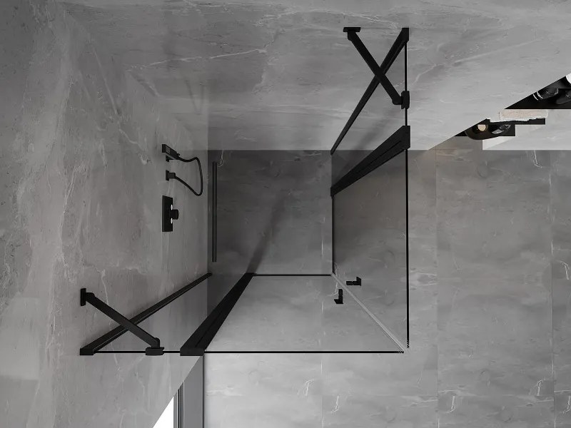 Mexen, Mexen Mist Duo výklopný sprchový kout 110 x 110 cm, průhledný, černý - 8A4-110-110-70-00