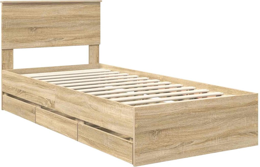Rám postele s čelo Sonoma dub 100 x 200 cm Inženýrské dřevo 3408014