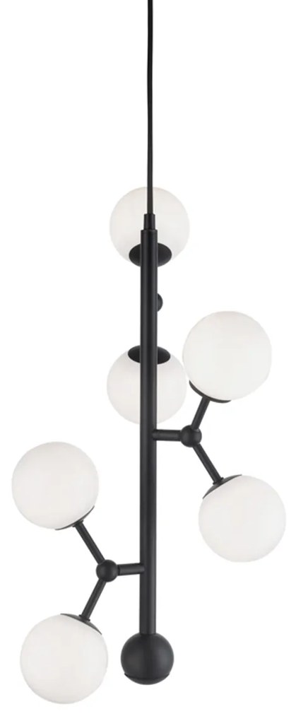 Halo Design 738847 závěsné svítidlo Atom opálové/černé, 6L, 45cm