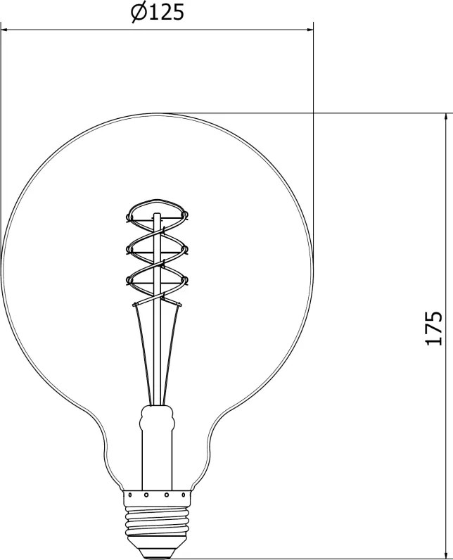 Mexen Vintis, LED žárovka spirála E27, G125, 6W, Teplá - 2200K, 350 lm, kouřová - L168-E27-0622-70