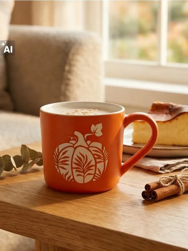 Sinsay - Hrnek s podzimním potiskem - oranžová