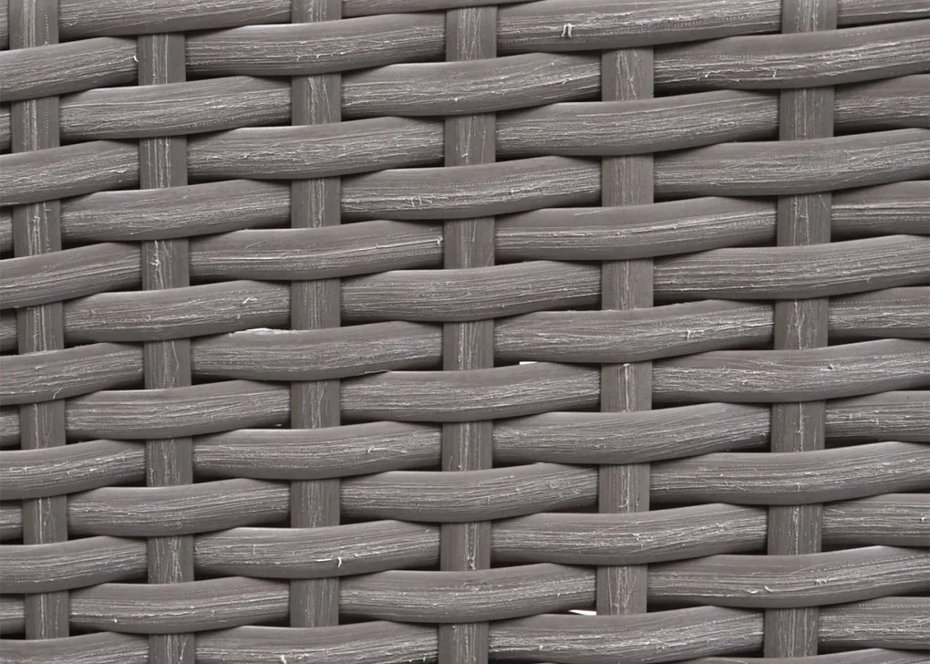 Zahradní jídelní sada 4 židlí a stolu HWC-G19, polyratan, 120x75cm - šedá, polštáře tmavě šedá