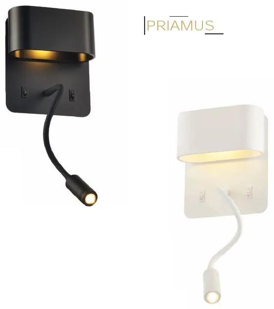 ACA Lighting LED nástěnné svítidlo PRIAMUS 8W/230V/3000K/640Lm/360°/IP20, černá