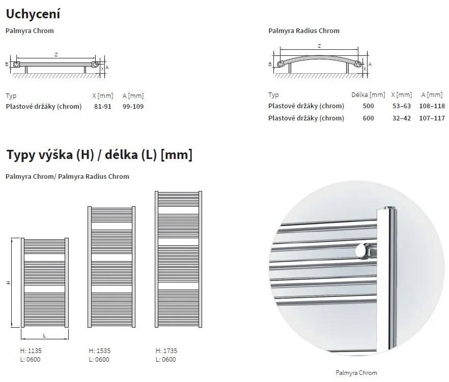 Isan Palmyra Plus žebřík do koupelny 735/600 DPAP07350600 Barva ISAN: Akvamarín - metalíza S29 (23)