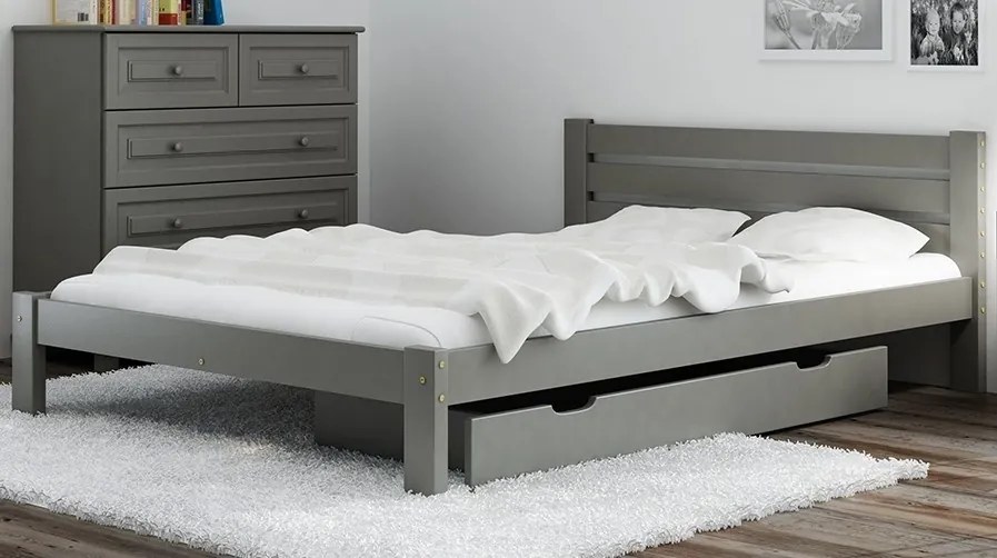 Dřevěná postel Azja 140x200 + rošt ZDARMA (Barva dřeva: Borovice)