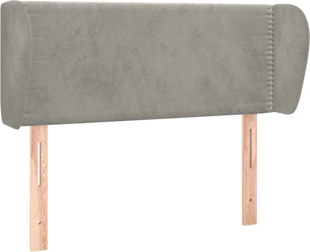 Čelo postele typu ušák světle šedé 103x23x78/88 cm samet 3117046