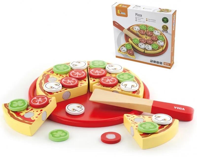 58500 Dřevěná pizza na krájení s příslušenstvím - Viga Toys
