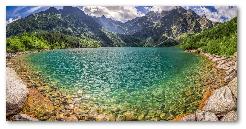 Wallmuralia Foto obraz akrylové sklo Jezero v horách 140x70 cm