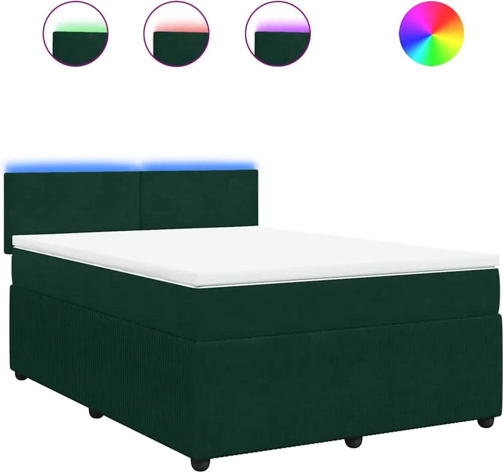 Box spring postel s matrací tmavě zelená 140x190 cm samet 3290031
