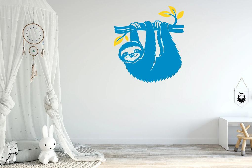 Lepy.cz Samolepka na zeď Safari - Lenochod Velikost (šířka x výška): l15x125cm, Kombinace barev sety: Ledová modrá + tmavě modrá