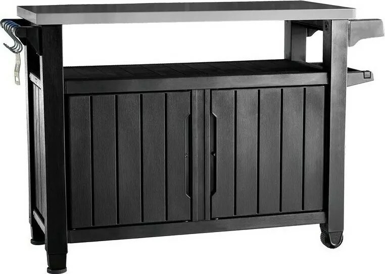 Keter Multifunkční zahradní grilovací stolek UNITY XL 207 l grafit, 134 x 52 x 90 cm