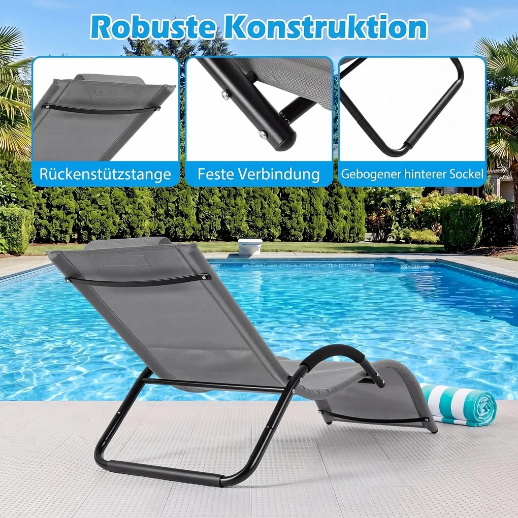 Costway Lehátko, ergonomické zahradní lehátko s odnímatelným polštářem, lehátko